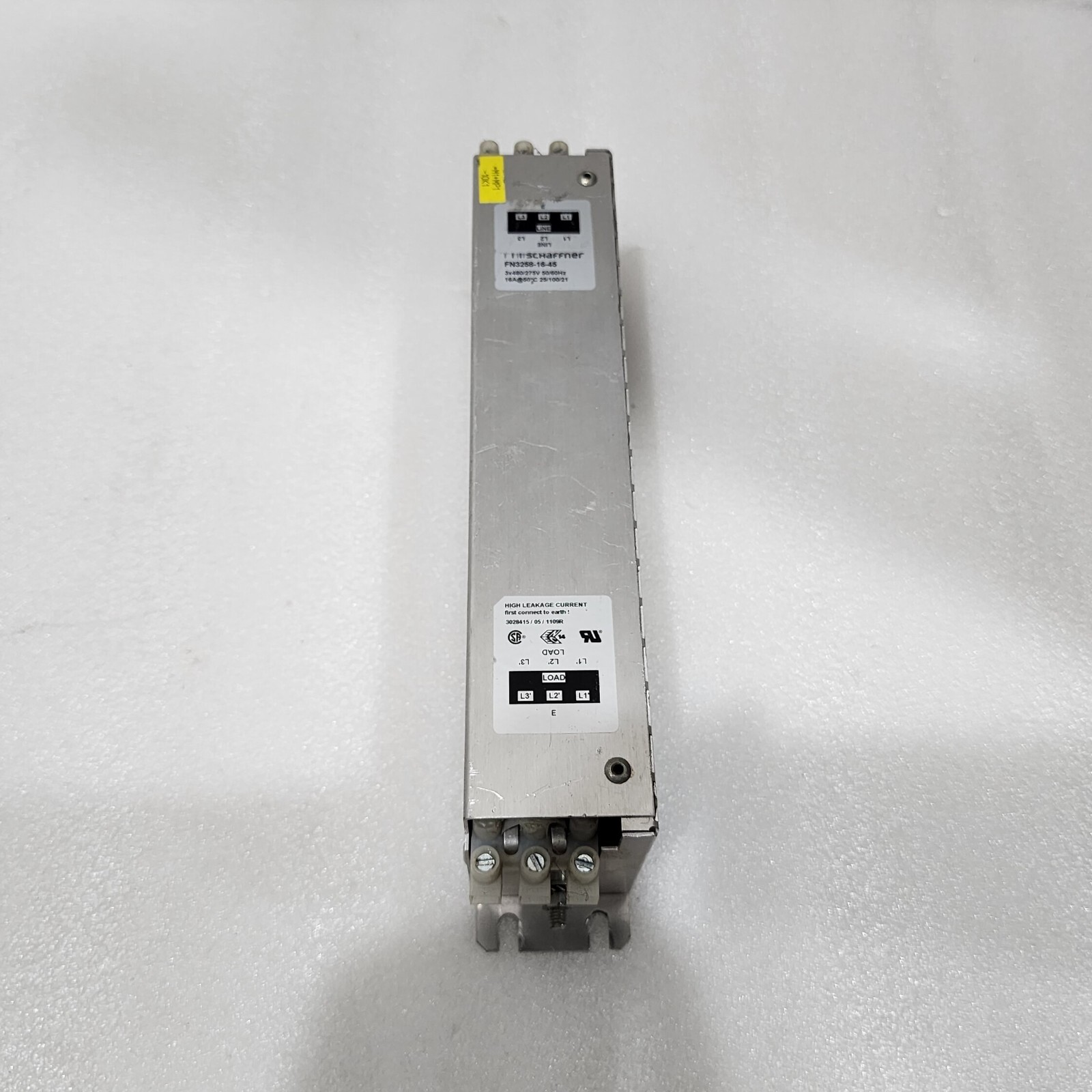 SCHAFFNER FN3258-16-45 POWER LINE FILTER EMC/RFI 0HZ TO 60HZ 16A 480VAC ...