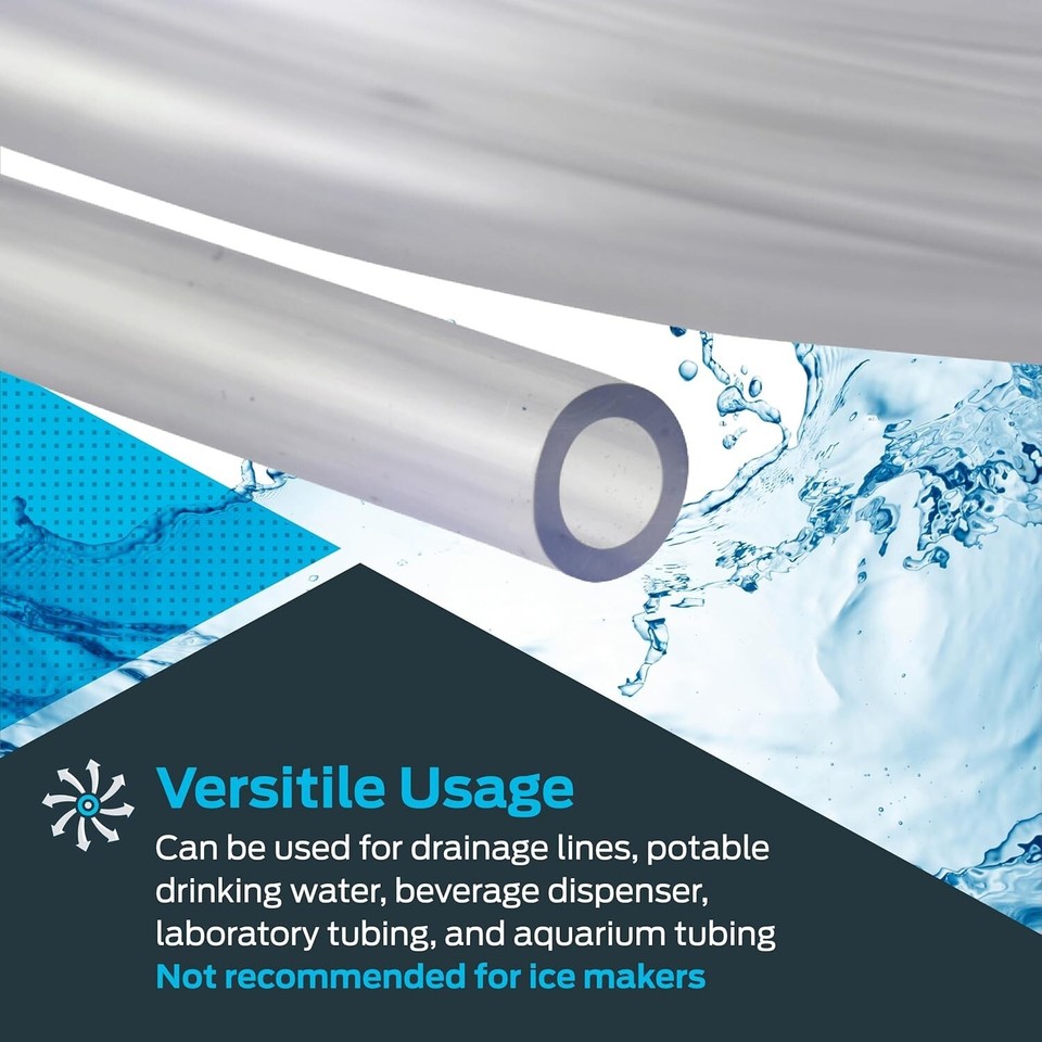 EZ-FLO 1/4" ID 3/8" OD PVC Clear Vinyl Tubing 10Ft Length 1./16 ...