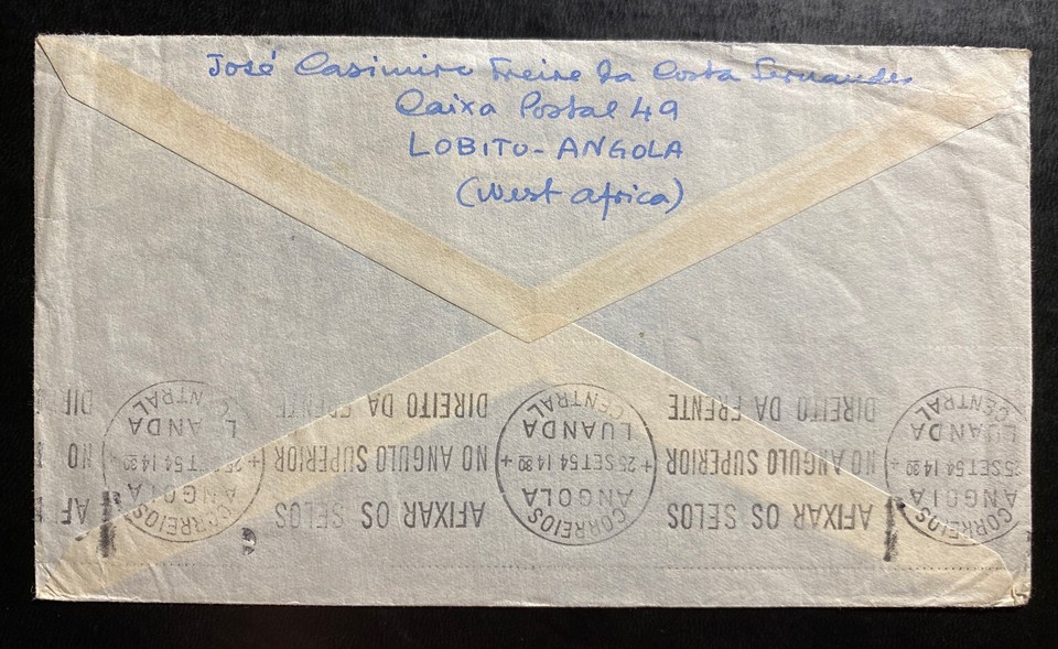 1954 Lobito Portuguese Agola Airmail Cover To Essen Germany | eBay