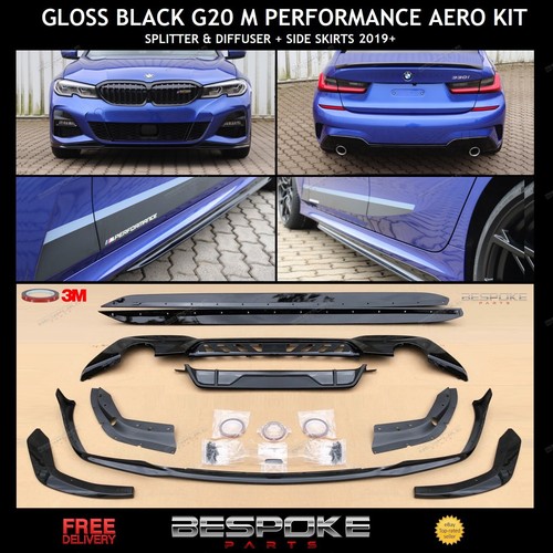 FOR BMW G20 G21 M PERFORMANCE KIT GLOSS BLK STYLE FRONT LIP 3 SERIES ...