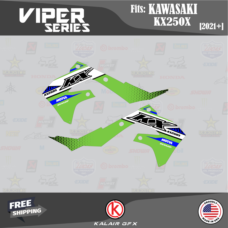 Graphics Decal Kit for Kawasaki KX250X 2021 2022 2023 2024 Viper Series ...