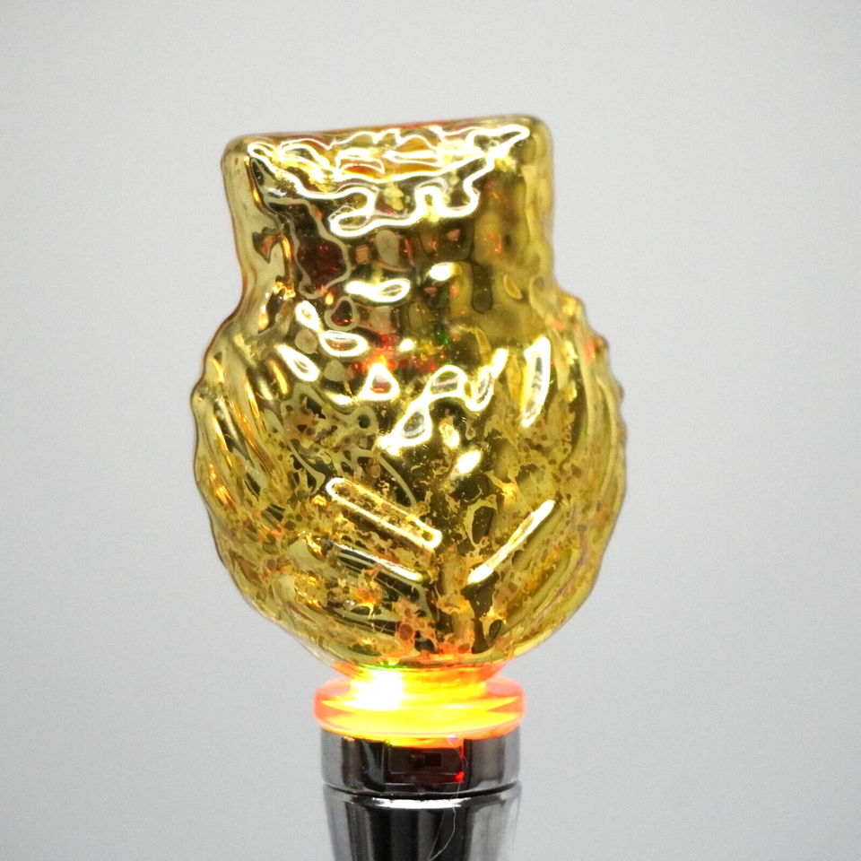 Pier 1 Imports Owl Wine Bottle Stopper Gold Tone Color Changing LED ...