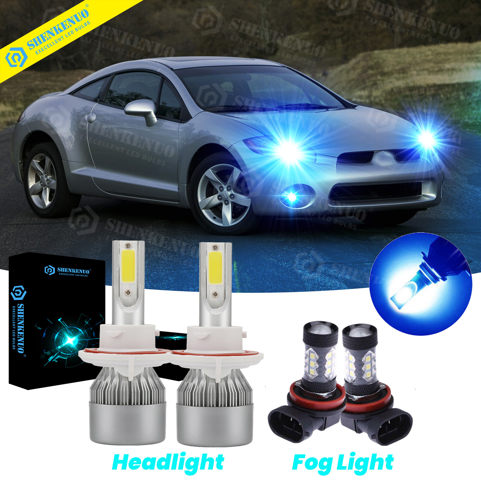For Mitsubishi Eclipse 2006 2007- 4X LED Headlight Hi/Lo Beam + Fog ...