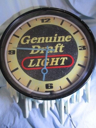 VTG Miller Genuine Draft Light Beer Neon Light Up Clock-Advertising | eBay