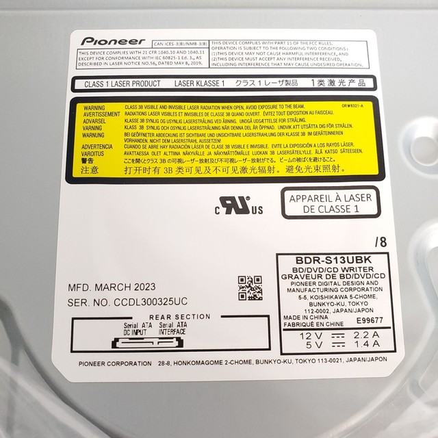 Pioneer BDR-S13UBK Internal BD/DVD/CD Writer - Black for sale online | eBay