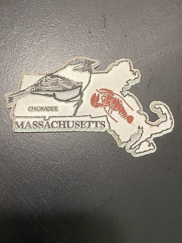 Massachusetts State Outline Chickadee Refrigerator Fridge Magnet Rubber ...