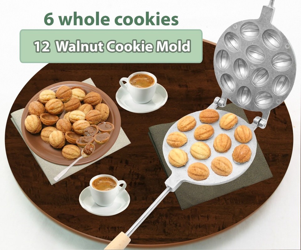 Walnut Cookie Mold Pastry Oreshki Nuts 12 Mold Skillet - USSR Maker 12 ...