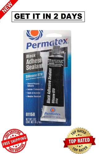Permatex 81158 Black Silicone Adhesive Sealant, 3 oz. Tube, Pack of 1 ...