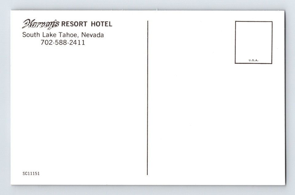Postcard California Lake Tahoe CA Harvey's Casino Hotel Sunset Neon ...