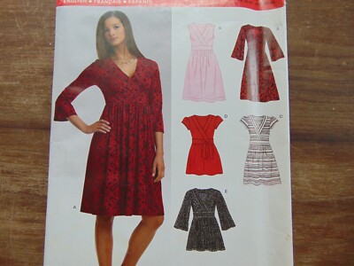 New Look 6722 Misses Stretch Knit Surplice Dress Top Sizes 10-22 New ...