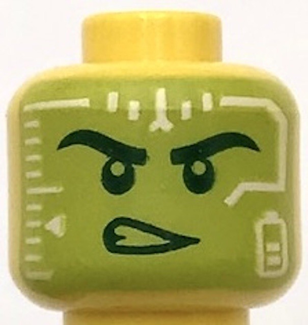 Lego New Yellow Minifigure Head Dual Sided Black Eyebrows Lopsided Grin ...