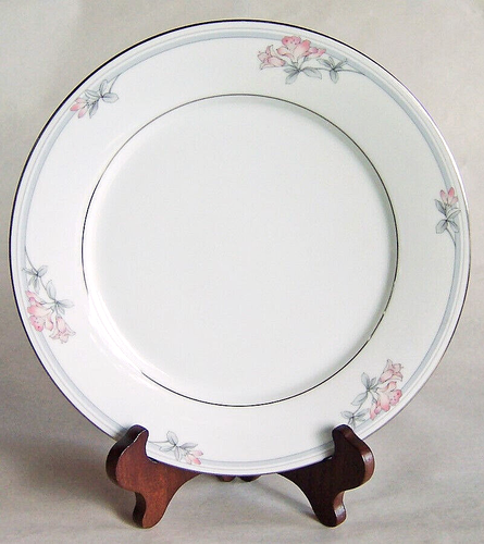 Noritake TARKINGTON 3695 DINNER PLATE, Porcelain, Floral, Silver Trim ...