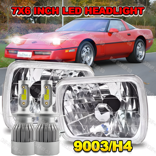 Pair 7x6 5x7 LED Headlights Hi/Lo DOT Fits Chevy Corvette C4 1984 1985 ...