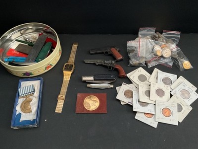 Grandfathers Junk box Coins, Medals, vintage pens knives | eBay