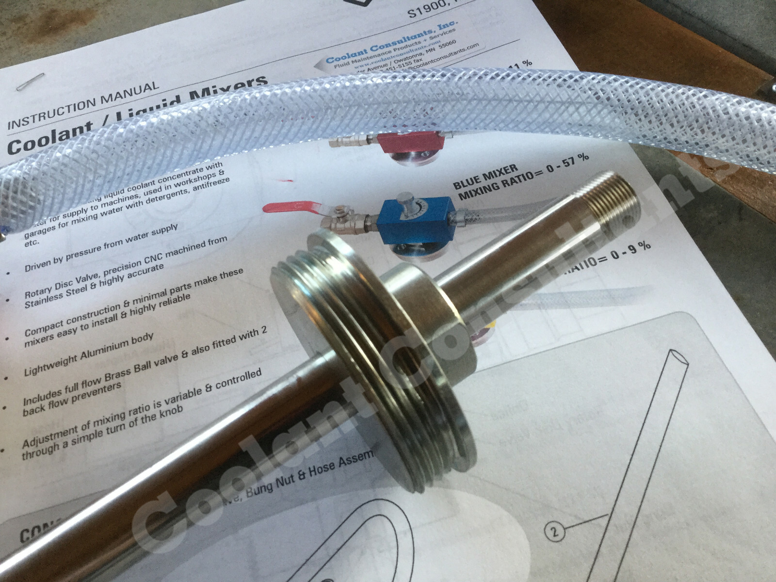 GROZ Deluxe Coolant Mixer Model CMX/1+ venturi, water powered, 0-11% ...