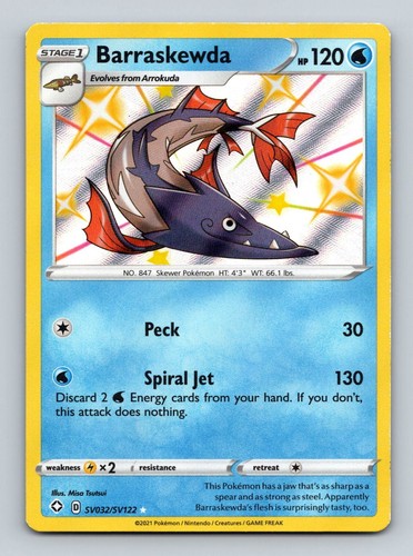 Barraskewda - Shining Fates - Shiny SV032/SV122 Holo Rare- Near Mint ...