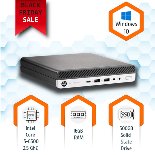 HP Desktop Computer Elitedesk 800 G3 Mini 65W | Intel i5-6500 512GB SSD ...