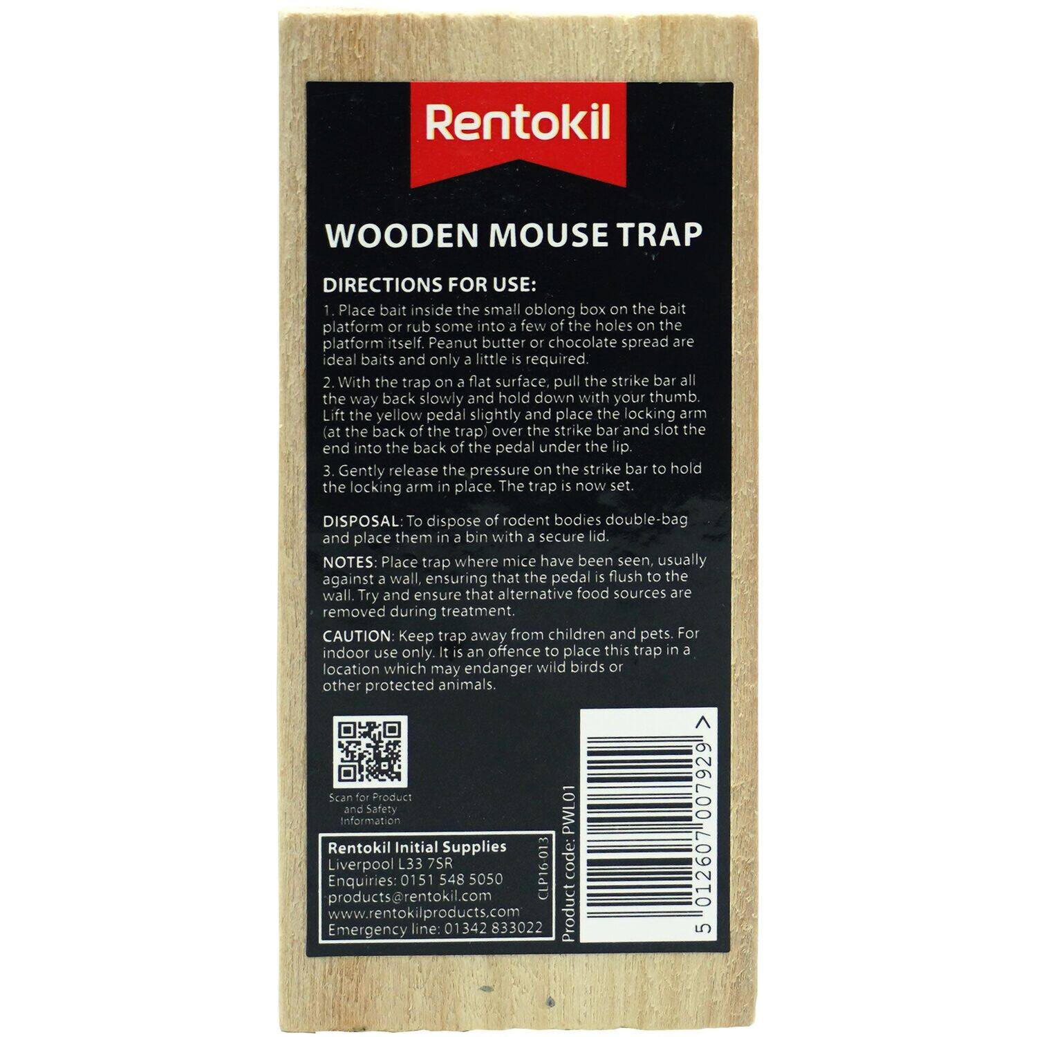 Rentokil Wooden Mouse Trap Traditional Mice Rodent Pest Control ...