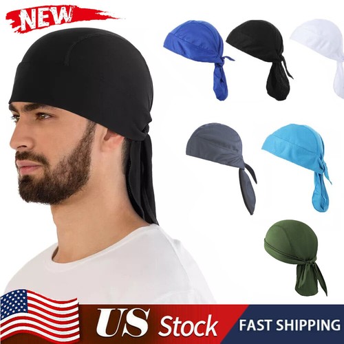 Durag Skull Cap Head Wrap Biker Motorcycle Du Do Black Bandana Paisley ...