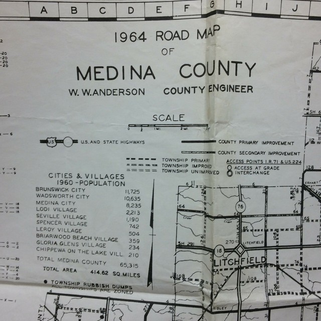 Vintage 1964 Medina County Road Map Ohio | eBay