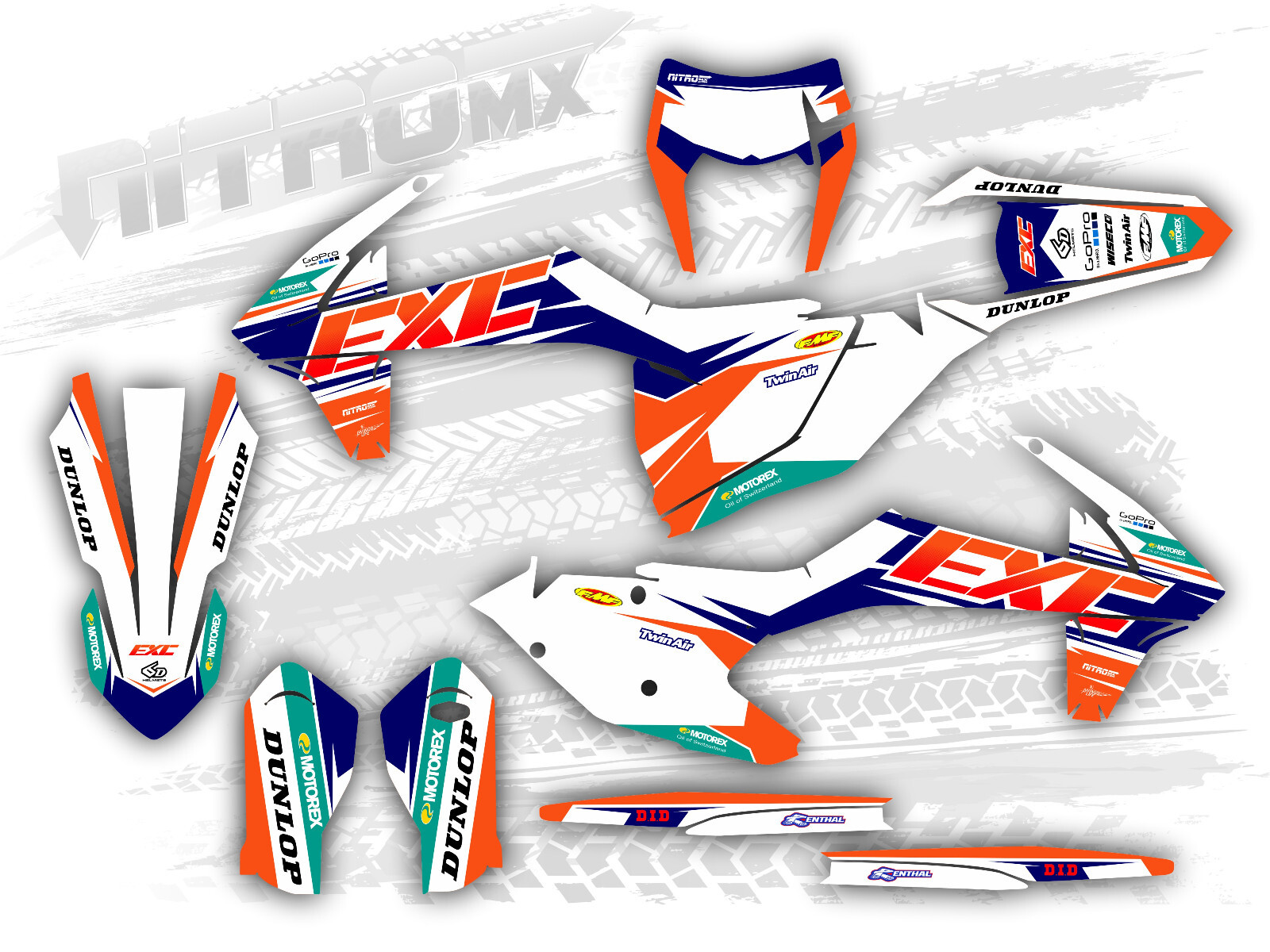NitroMX Graphic Kit for KTM EXC EXC-F XC-W 125 250 350 450 500 2017 ...