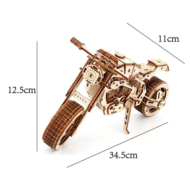 Wood Motorcycle Moving Model Mechanical 3D Wooden Puzzle DIY Building ...