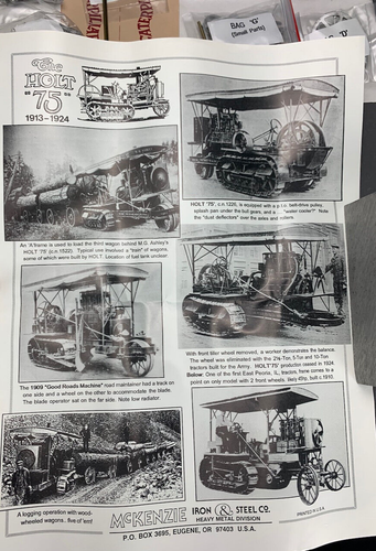 O On3 On30 McKenzie Iron & Steel Co Holt 75 Crawler Tractor Kit H-501 ...