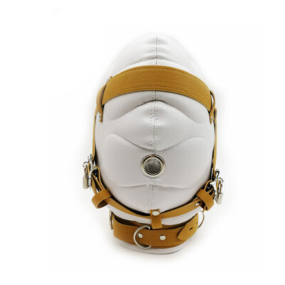 Sensory Deprivation Lockable Mask BDSM Mouth Head Hood Harness Bondage ...