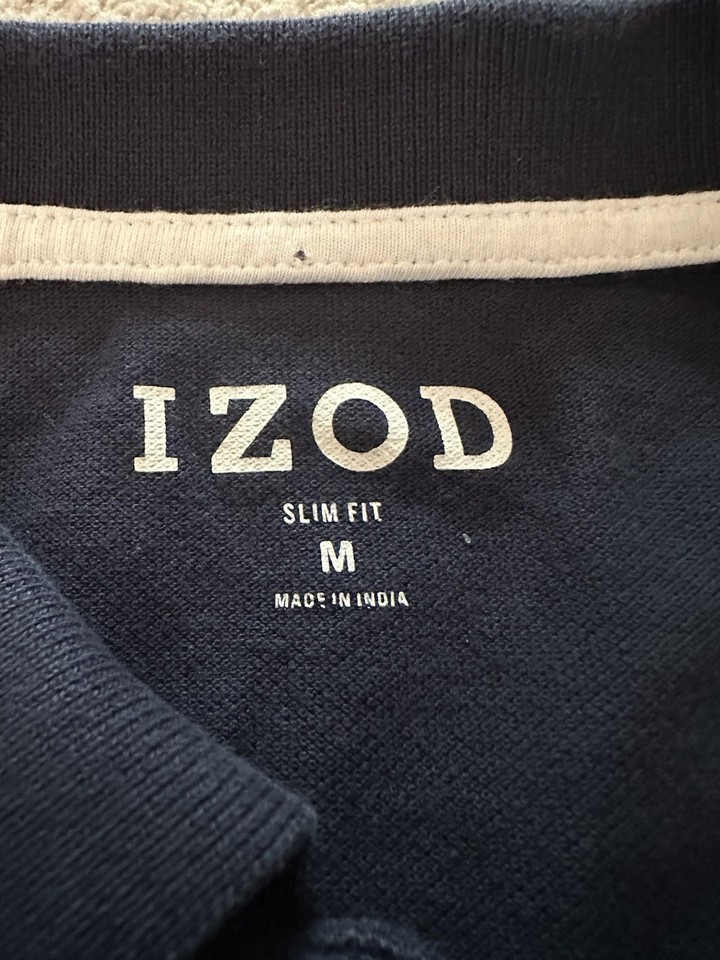 Men’s Navy Blue Slim Fit Izod Polo Shirt Size Medium | eBay