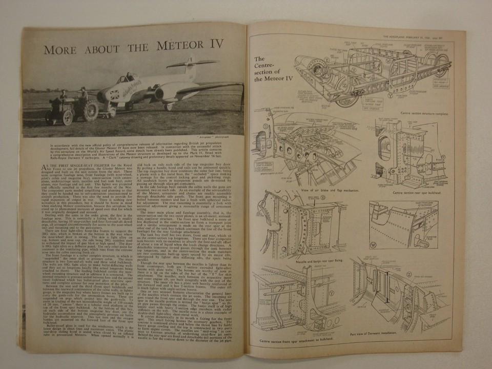 Aeroplane 15 Feb 1946 (Fairey Spearfish Cutaway, Gloster Meteor, Miles ...