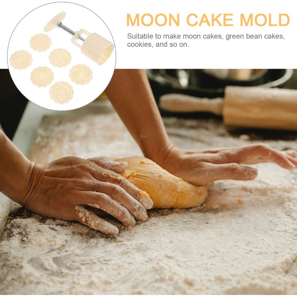 1 Set Moon Cake Mould Cookie Stamp Mid-Autumn Festival Reusable Hand ...