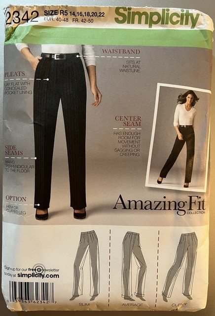 Simplicity 2342 Pattern Misses Pants Sizes 14-22 Fit Collection Uncut ...