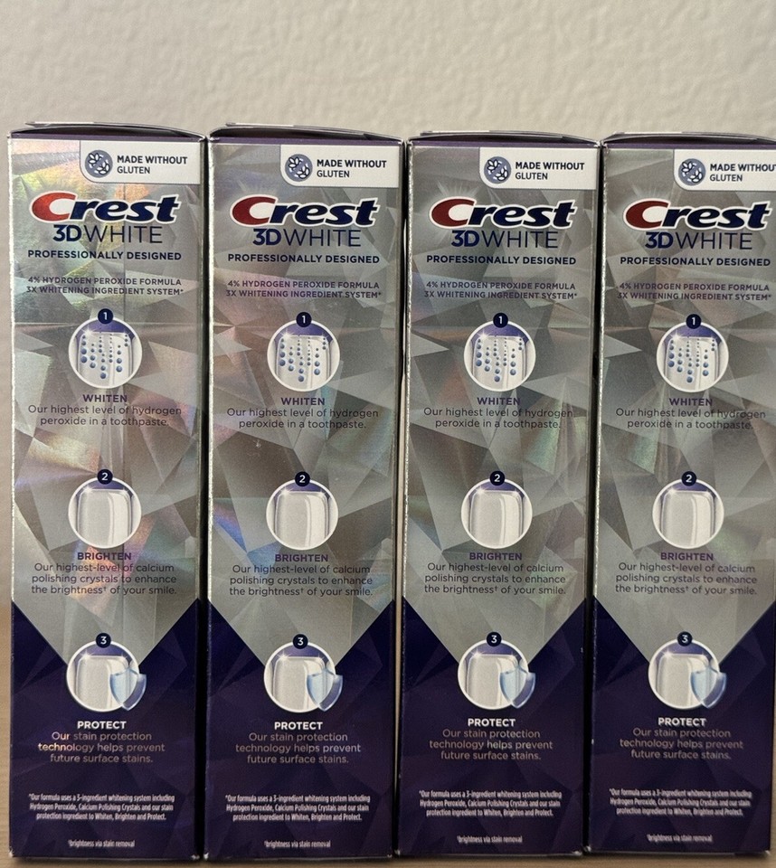 4 Pack Crest Ultra White 3D White Brilliance Toothpaste 4% Hydrogen ...