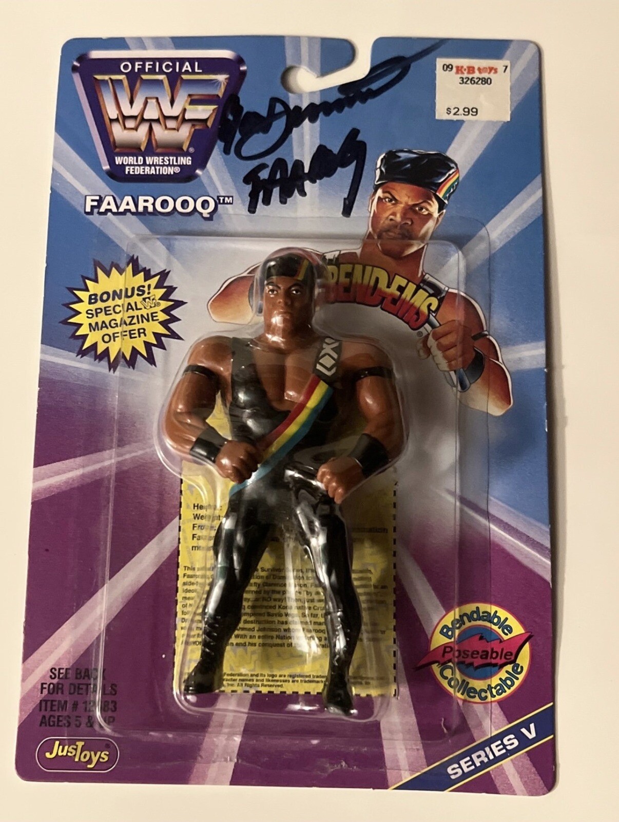 Sealed Signed Ron Simmons “Farooq” WWF WWE Bend-Ems MOC Series V Hasbro ...