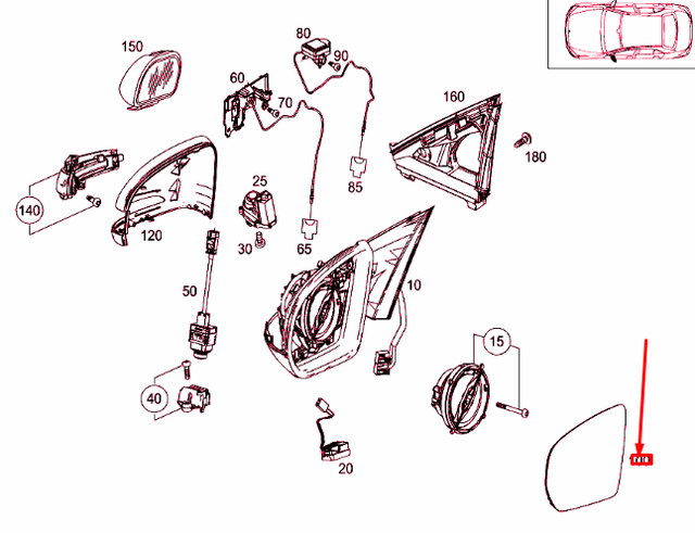 Original MERCEDES C Class W205 Mirror Glass Right A0998100616 for sale ...