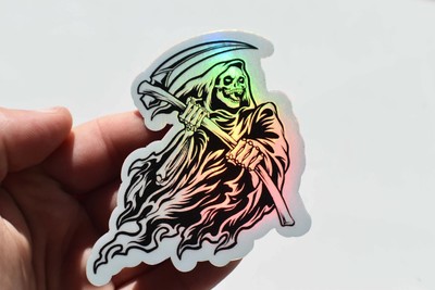 Cool Grim Reaper Holographic Holographic Die Cut Sticker- Made in USA ...