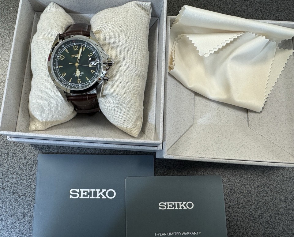 Seiko Prospex Alpinist Green Dial Brown Leather Strap Watch SPB121 New ...