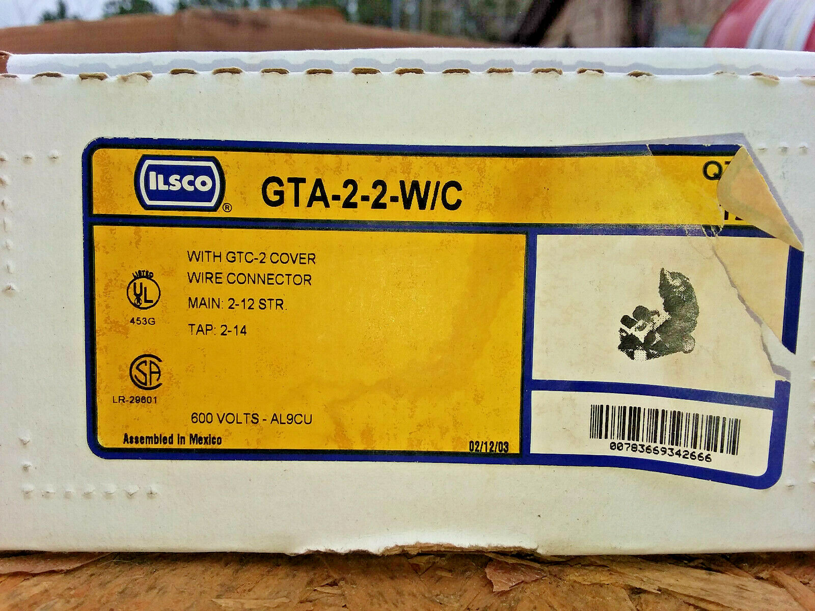 Ilsco GTA-2-2-W/C, 2 AWG -12 AWG Parallel Mechanical Tap Connector W ...