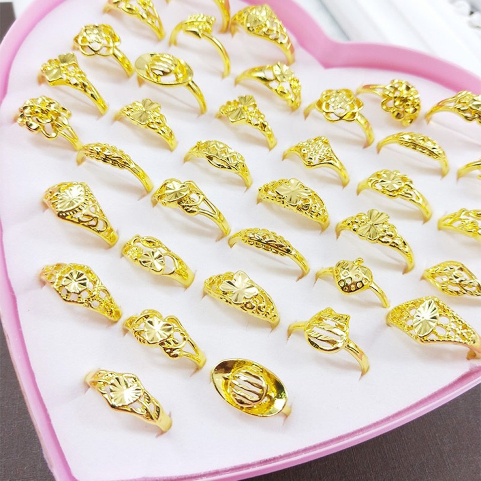 1 Set/36pcs Ring Set Gold Pattern Ring Costume Accessory Creative ...