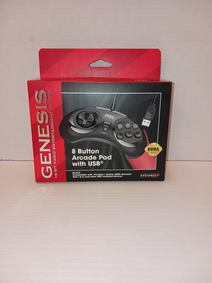 Retro-Bit Official Sega Genesis 8-Button Arcade Pad USB Controller PC ...