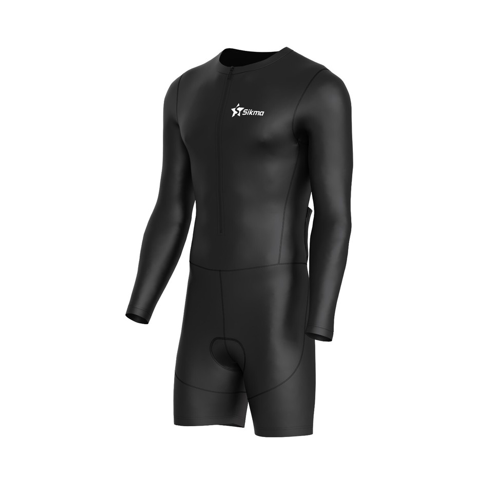 Mens Skin suit Cycling Running Swimming Compression full sleeve tri ...