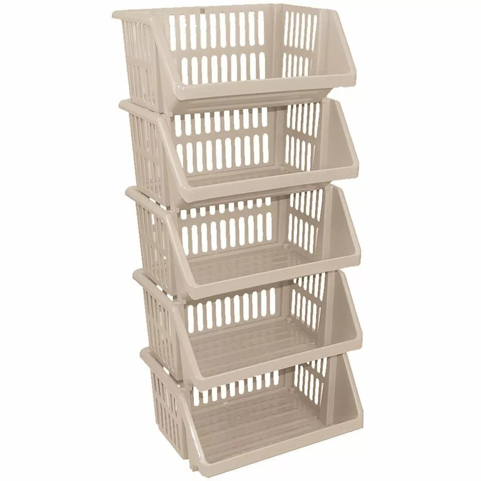 Plastic Vegetable Storage Basket Stand Kitchen Stacking Stackable Rack ...