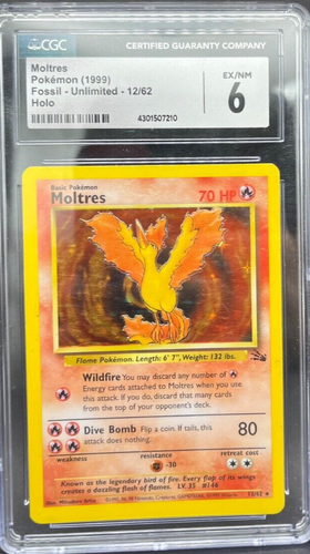 holo moltres fossil unlimited 1999 CGC EX/NM 6 12/62 | eBay