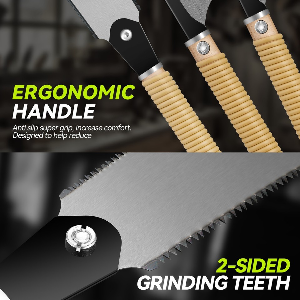 3pc Japanese Saw Tool Set Double Side Pull-cut Hand Saw 9 Inch Blade ...