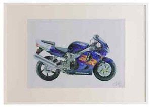 Honda CBR900RR FireBlade 1998 A3 framed limited edition print drawing ...