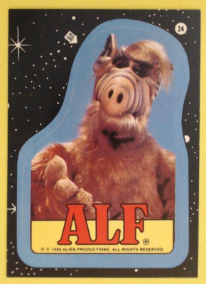 1988 Topps Alf Sticker Card Black Stars Background #24 Alf (unused) | eBay