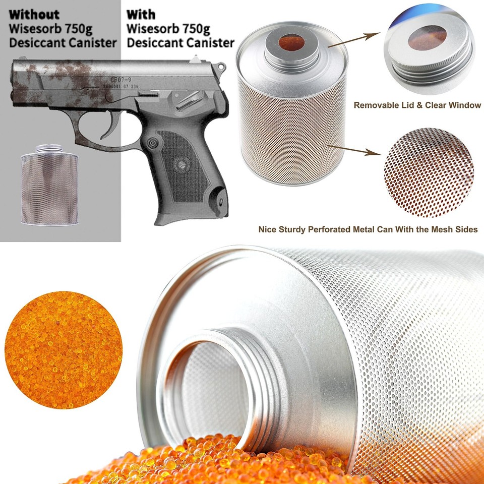 750 Grams Silica Gel Reusable Canister Desiccant, Gun Safe Dehumidifier ...