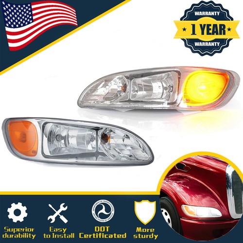 2PCS Headlight Lamp Assembly LH + RH For Peterbilt 337 340 348 382 384 ...
