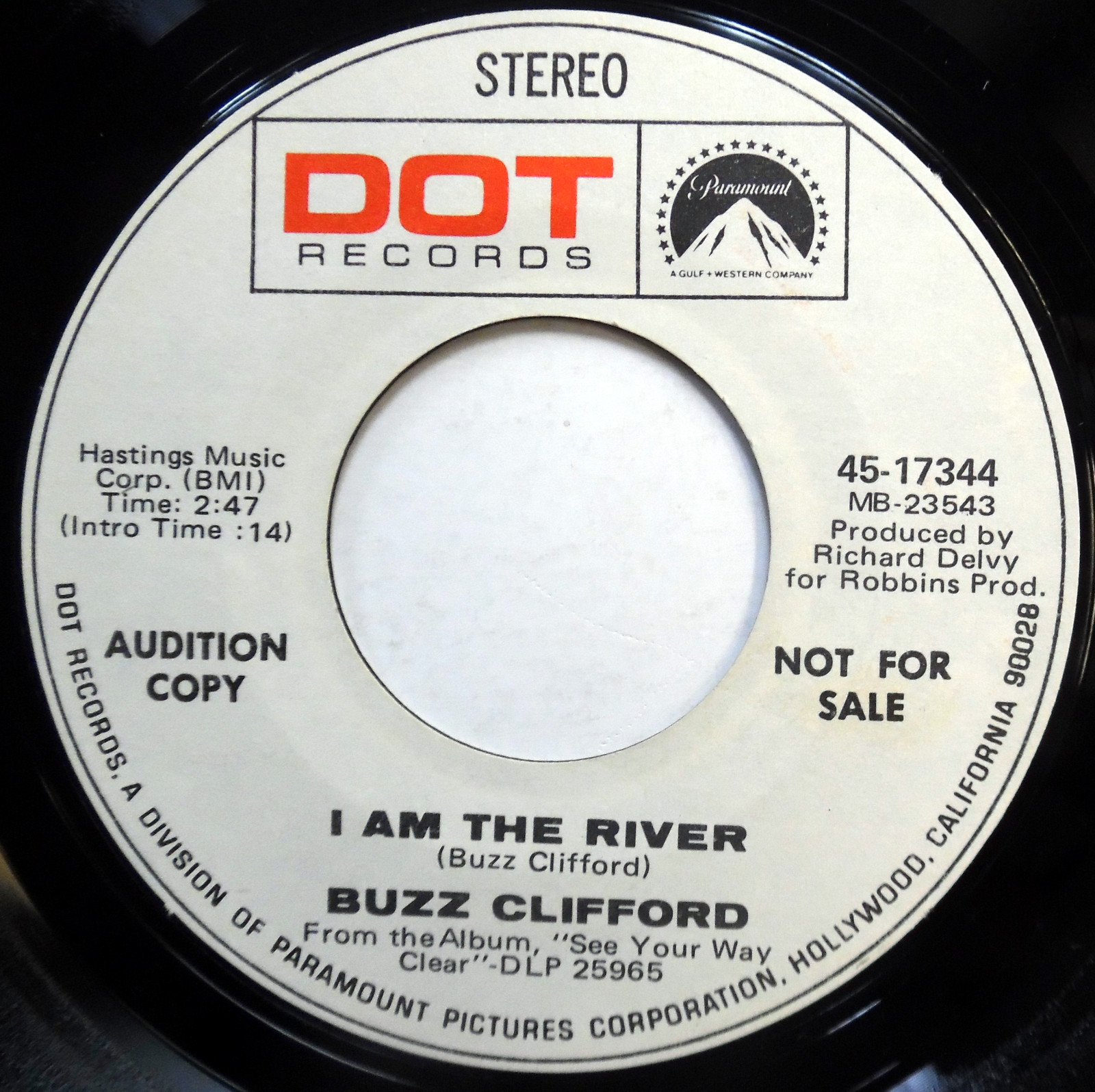 BUZZ CLIFFORD 45 Procter & Gunther / I Am The River VG Country PROMO ...