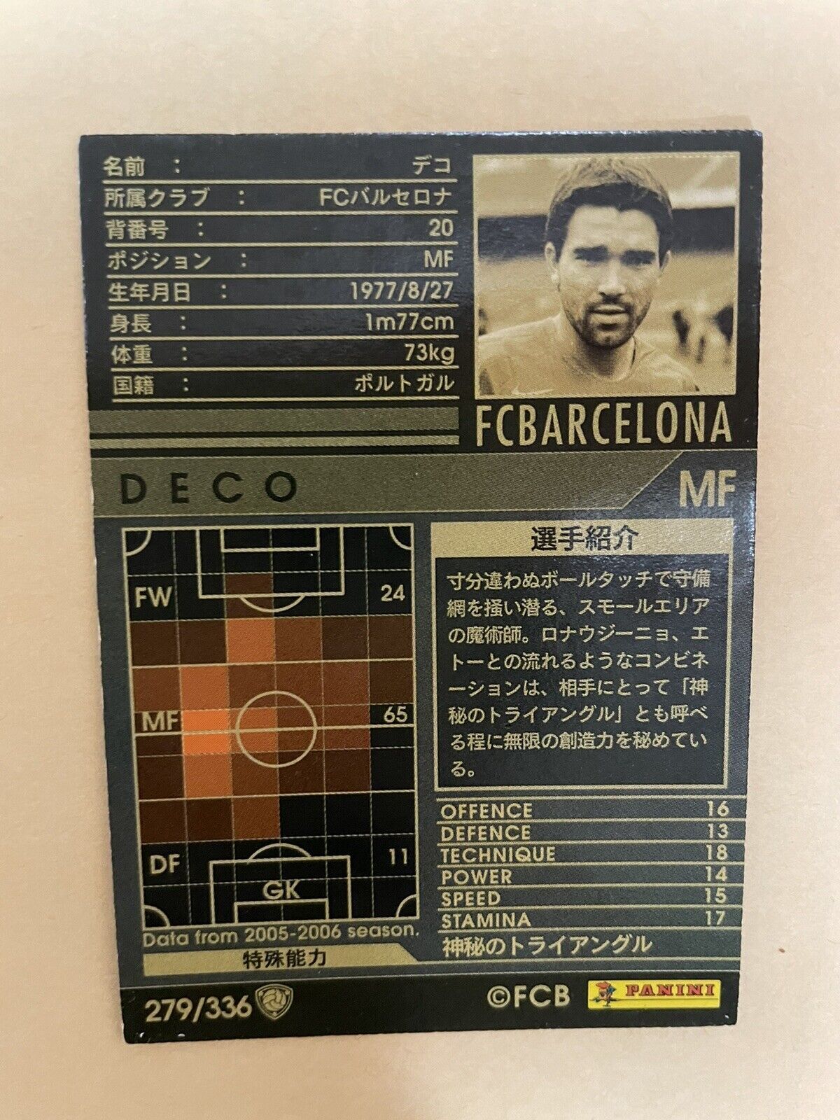 Deco 2005-2006 #279 Panini WCCF Fußballkarte, seltene Blütezeit ...